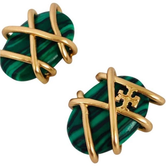 Tory Burch | Jewelry | Tory Burch Roxanne Semi Precious Green Malachi ...